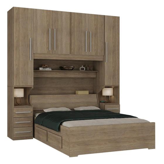 Guarda-roupa de Casal com Cama Bau Padrão Embutida 1220 Castanho ...
