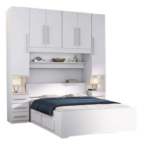 Guarda-roupa de Casal com Cama Bau Queen Size Embutida 1220 Branco ...