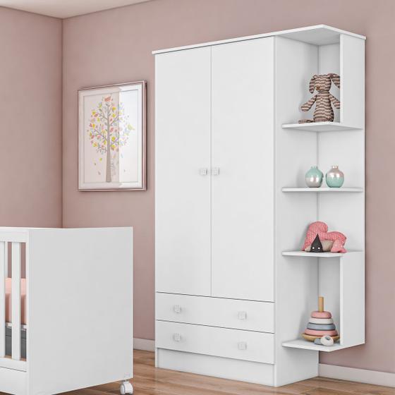 Guarda-Roupa Doce Sonho Branco 2 Portas 2 Gavetas com Cantoneira ...
