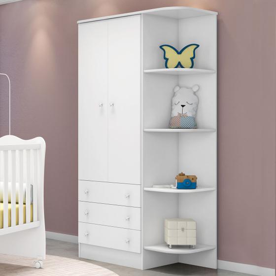 Guarda-Roupa Doce Sonho Branco 2 Portas 3 Gavetas com Cantoneira ...