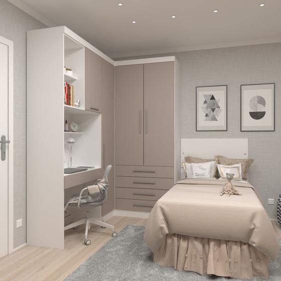 Guarda Roupa Dormitório Modulado Alpes Solteiro Canto c/ Bancada de ...