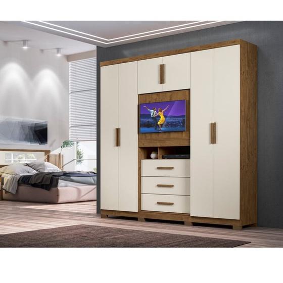 Guarda Roupa Dubai Plus 6 Portas com Suporte para TV ou Espelho Moval ...