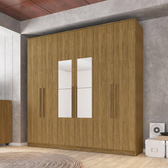 Guarda Roupa Dublin 6 Portas Com Espelho Cor Cinamomo - MOVEIS BECHARA ...