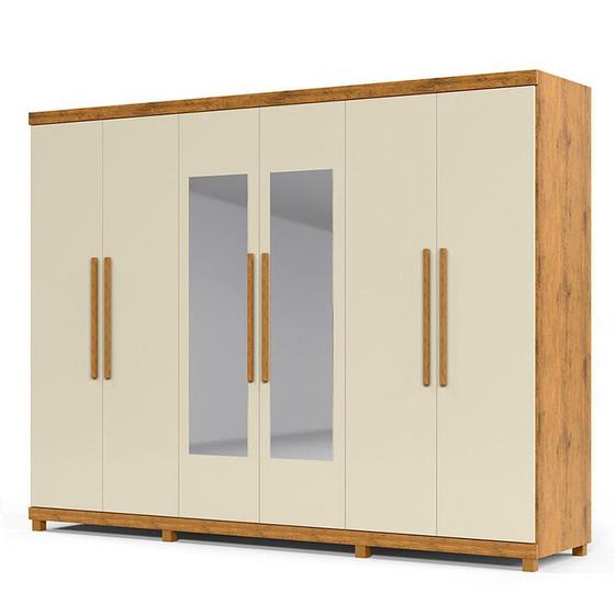 Guarda Roupa Espelhado Casal 6 Portas Absolut Gelius Madeirado/Off ...