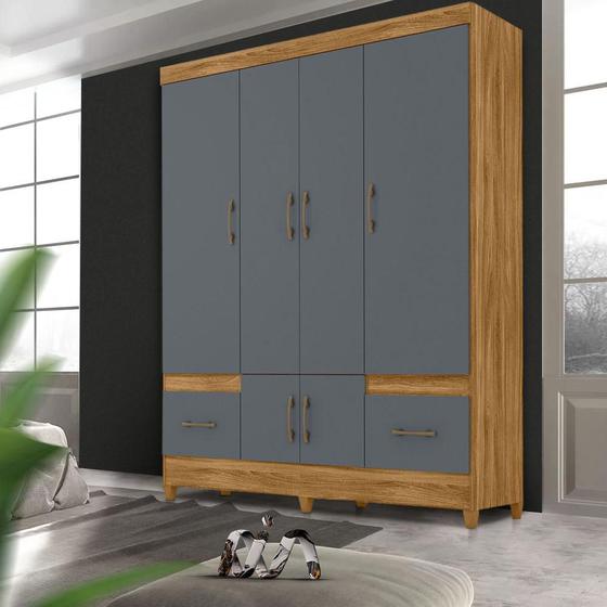 Guarda Roupa Freijó Cinza- 6 Portas, 2 Gavetas - JM Shop - Shop JM ...