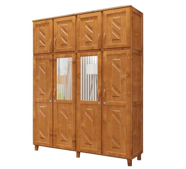 Guarda-Roupa Grécia 4 Portas com Maleiro e Espelho Mel - Mua Commerce ...