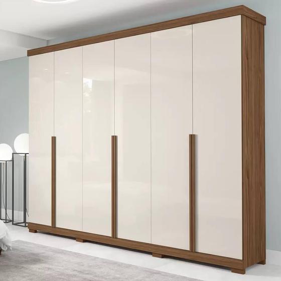 Guarda Roupa Guarapari Panan 6 Portas com Gavetas - Avelã/Off White ...