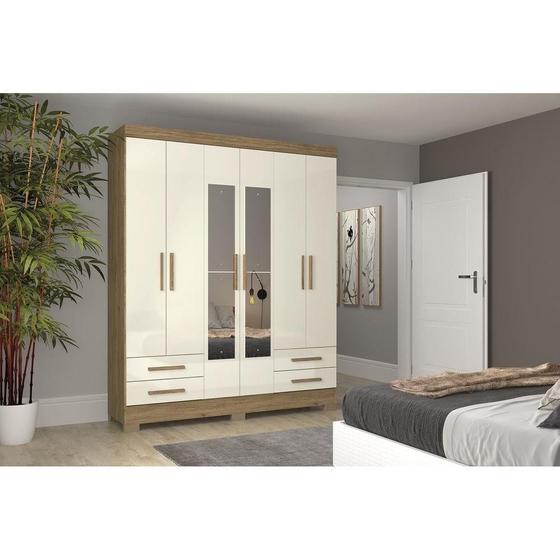 Guarda-Roupa Henn B63 -106 Portas 04 Gavetas Com Espelho - HENN MóVEIS ...