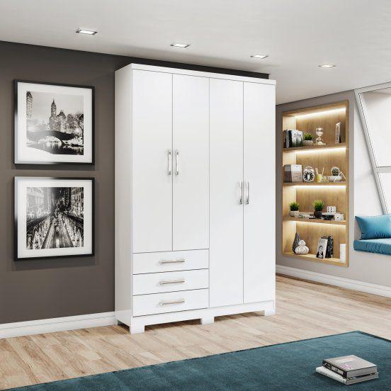 Guarda Roupa Henn Cajú Branco 4 Portas - Guarda-Roupa / Roupeiro ...