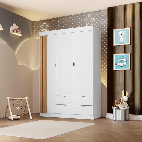 Guarda Roupa Infantil 3 Portas 4 Gavetas Ripado Ayla Phoenix Baby ...