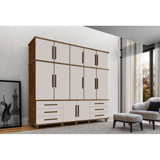 Guarda Roupa Londres 5 Portas 6 Gavetas Com Sapateira Malbec Off White - LUAPA MÓVEIS - Guarda ...