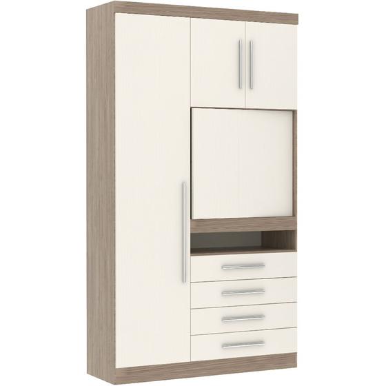 Guarda-Roupa Master 3 Portas e 4 Gavetas c/Painel Giratório p/TV ...