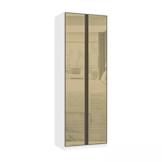 Guarda Roupa Modulado 2 Portas 3 Gavetas 80cm com Vidro Reflecta Bronze ...