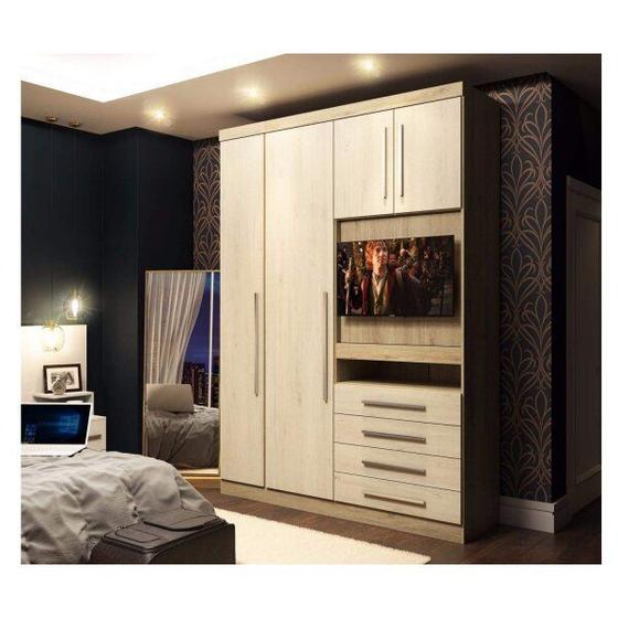 Guarda-Roupa Modulado e Painel para Tv Giratório de Até 32 Polegadas ...