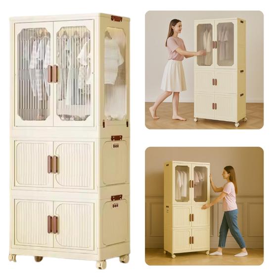 Guarda Roupa Modular Com Rodinhas Portas Translúcidas Plástico ...