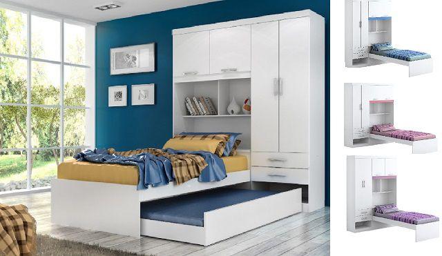 Guarda Roupa Modular Milena Solteiro 4 Portas c/ Bicama - Branco ...