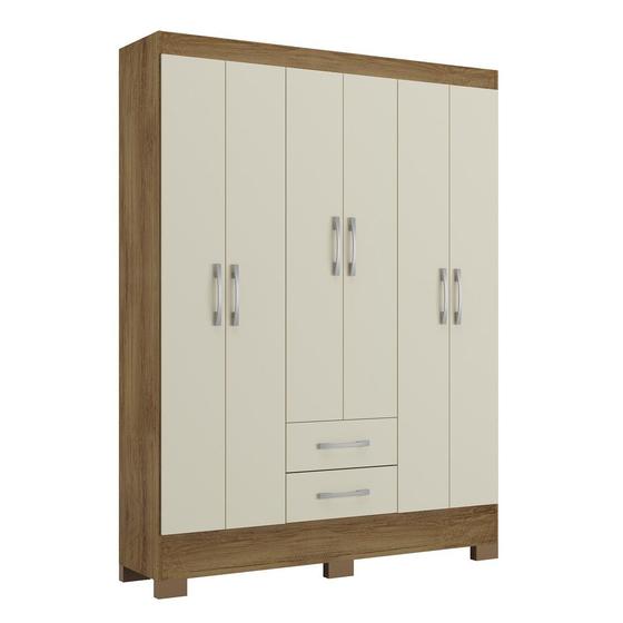 Guarda Roupa Natal Nature/Off White 6 Portas e 2 Gavetas Rodial - Móveis Rodial - Guarda-Roupa ...