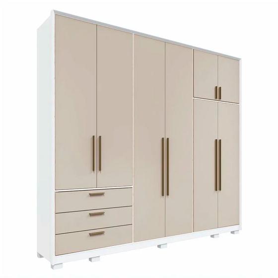 Guarda Roupa Pontal com 8 Portas e 6 Gavetas Móveis Rimo Branco/Off ...