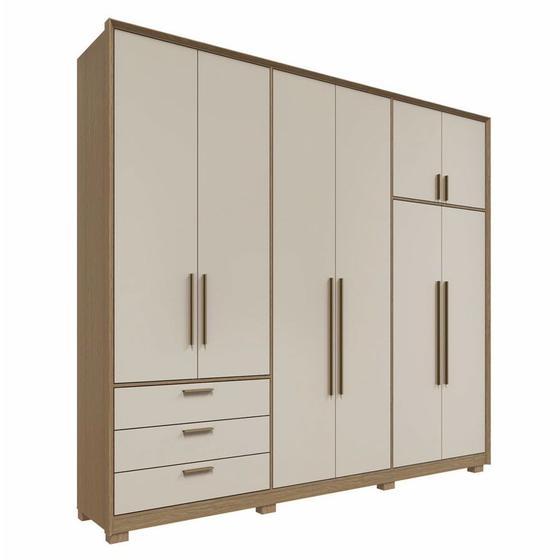 Guarda Roupa Pontal com 8 Portas e 6 Gavetas Móveis Rimo Carvalho/Off ...