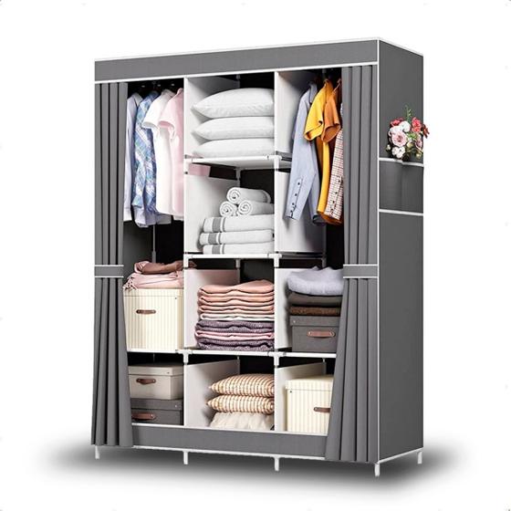 Guarda Roupa Portatil Dobravel Armario Organizar Roupas 2 portas Grande ...