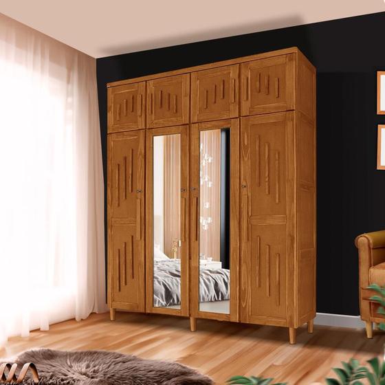 Guarda Roupa Rústico Em Madeira Maciça Com Espelho Imbuia Bailey Shop ...