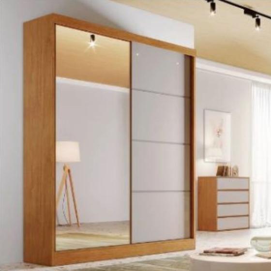 Guarda Roupa Solteiro 2 Portas de Correr 1 com Espelho Veneza Bianchi ...