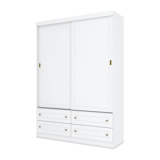 Guarda-roupa Solteiro 2 Portas de Correr Americano Henn - Branco Fosco ...