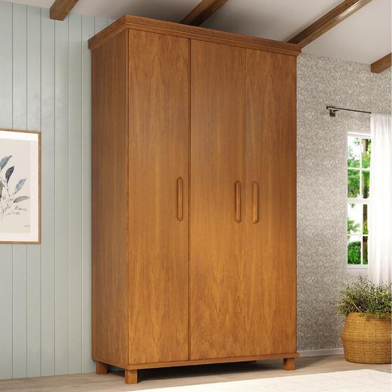 Guarda Roupa Solteiro 3 Portas em Madeira Maciça com Pés Ibiza Móveis ...