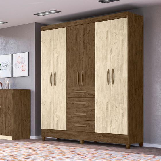 Guarda-Roupa Solteiro 6 Portas 4 Gavetas New Avaí Moval - Guarda-Roupa ...