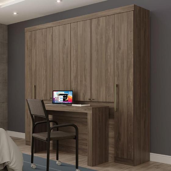 Guarda Roupa Solteiro 6 Portas com Escrivaninha Vega Legno com ...