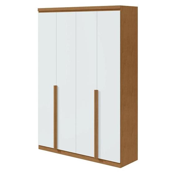 Guarda Roupa Solteiro Alonzo 4 Portas Amêndoa Clean Branco - Lopas ...