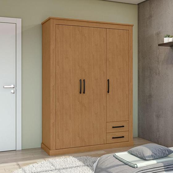 Guarda Roupa Solteiro Ambiente Rustic 3 Portas Amêndoa Clean - Lopas ...