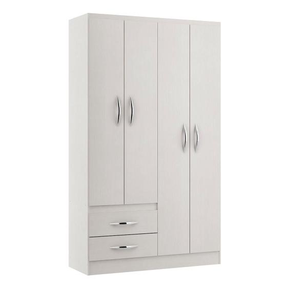 Guarda Roupa Solteiro Branco 04 Portas 02 Gavetas 105x178x40 MDP 2074 ...