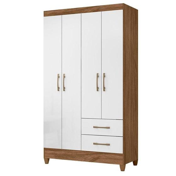 Guarda Roupa Solteiro Chile 4 Portas Naturale Branco - Moval - MOVAL ...