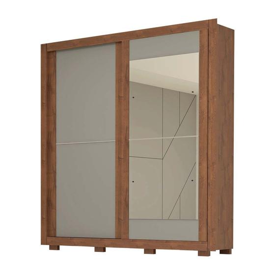 Guarda Roupa Solteiro com Espelho 2 Portas Deslizantes 3 Gavetas 100% ...