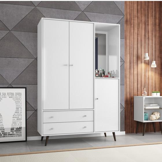 Guarda Roupa Solteiro com Penteadeira 3 Portas Retrô Paris Móveis ...