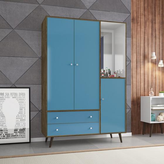 Guarda Roupa Solteiro com Penteadeira 3 Portas Retrô Paris Móveis ...