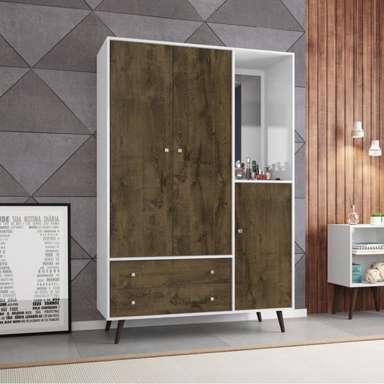 Guarda Roupa Solteiro com Penteadeira 3 Portas Retrô Paris Móveis ...