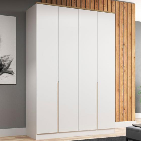 Guarda Roupa Solteiro Logan 4 Portas 2 Gavetas Branco/olmo Italiano ...