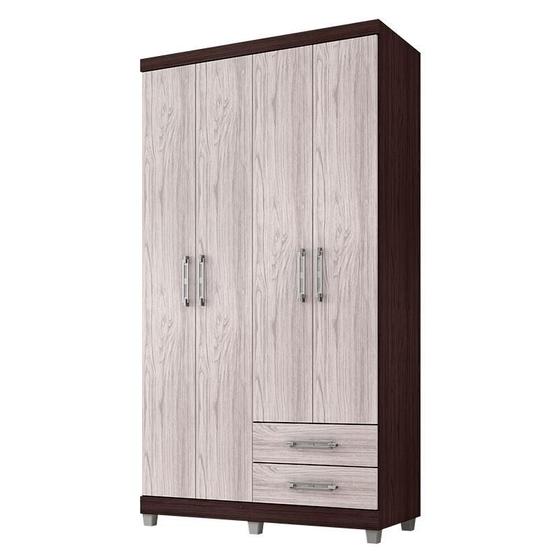 Guarda Roupa Solteiro Louise 4 Portas Castanho Avelã - AJL - AJL Móveis ...