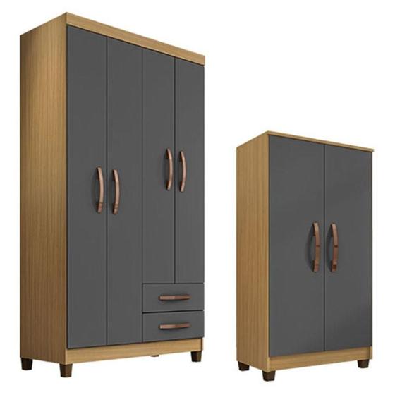Guarda Roupa Solteiro Modena com 4 Portas e Armário Multiuso Recife ...