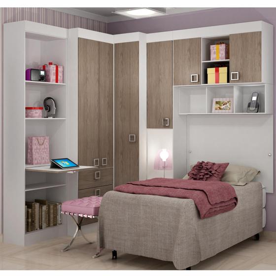 Guarda Roupa Solteiro Modulado 6 Portas 3 Gavetas e Escrivaninha Buri ...