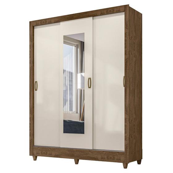 Guarda-Roupa Solteiro Moval Bolívia 3 Portas 2 Gavetas e Espelho ...