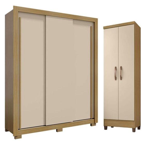 Guarda Roupa Solteiro Nevoa Flex 3 Portas De Correr E Armário Multiuso ...