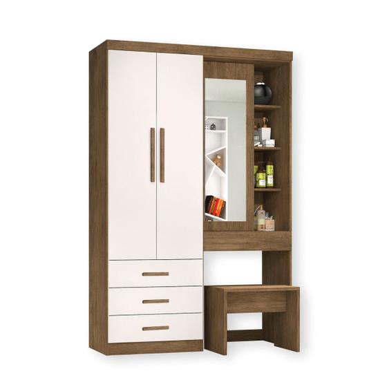 Guarda Roupa Solteiro Penteadeira Com Espelho Cabideiro 4 Gavetas 4 ...