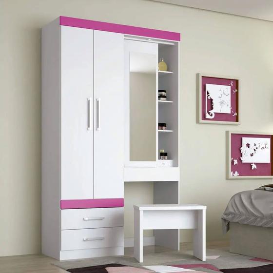 Guarda-Roupa Solteiro Penteadeira Plus 3 Portas 3 Gavetas Flex Colors ...