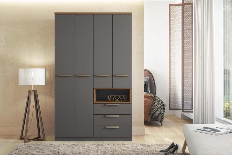 Guarda-Roupa Solteiro Santos Andirá New Conect 4 Portas 3 Gavetas 1 ...