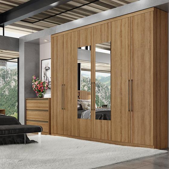 Guarda Roupa THB Móveis Diplomata Glass Com Espelho 6 Portas - Guarda ...