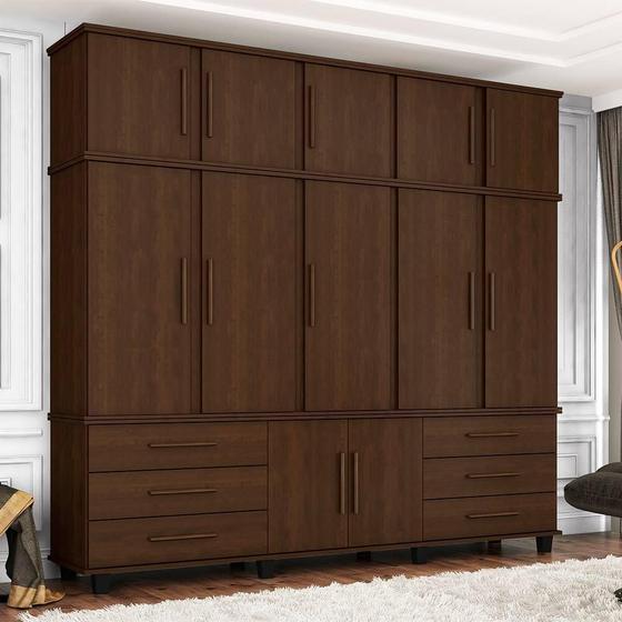 Guarda-Roupa Triplex 12 Portas Prisma Noce - Fabrimóveis - Guarda-Roupa ...