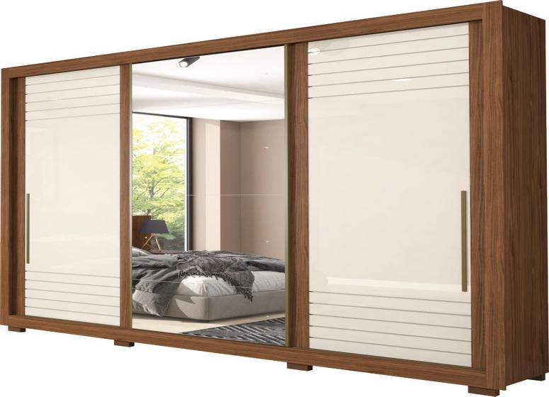 Guarda roupa vitória 3 portas (com espelho) + kit pé ret menor panan ...